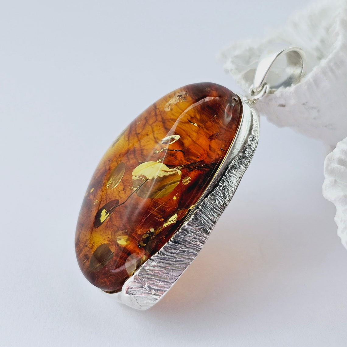 Huge Elegant Shiny Cognac Amber Pendant, Natural Baltic Amber and ...
