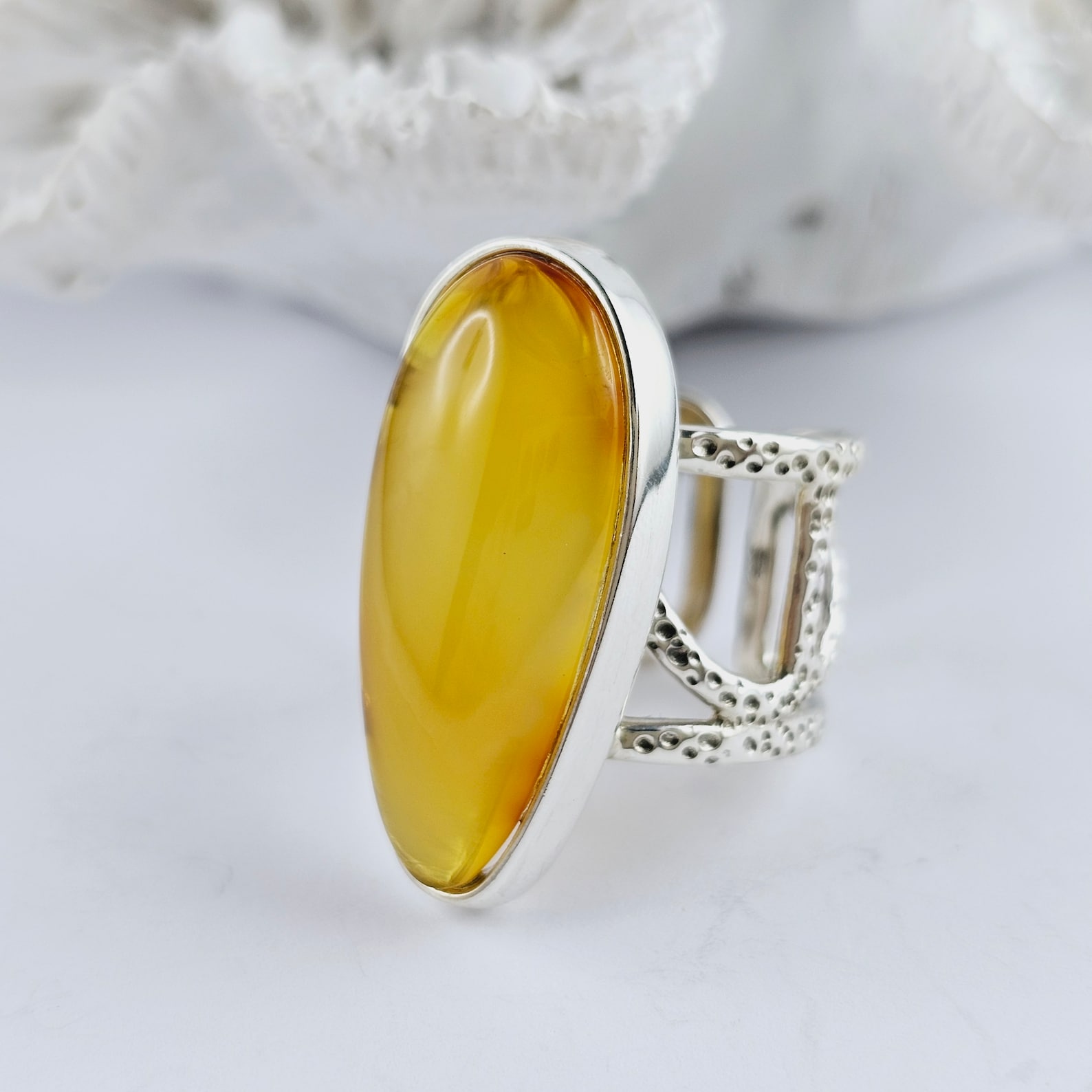 Sunny Yellow Amber, Natural Baltic Amber Ring, Amber and Sterling ...