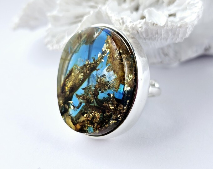 Incredible Light Blue Amber, Natural Baltic Amber Ring, Unique Amber ...