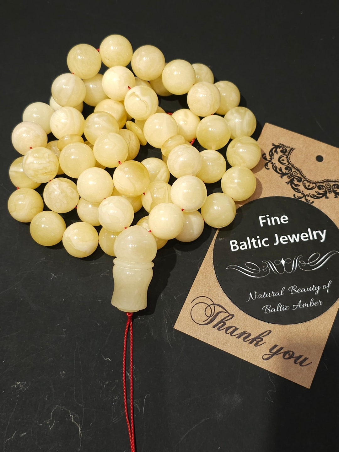 Ø +12mm Royal Baltic Amber Islamic Prayer, 54 Round Beads, 68.87g ...