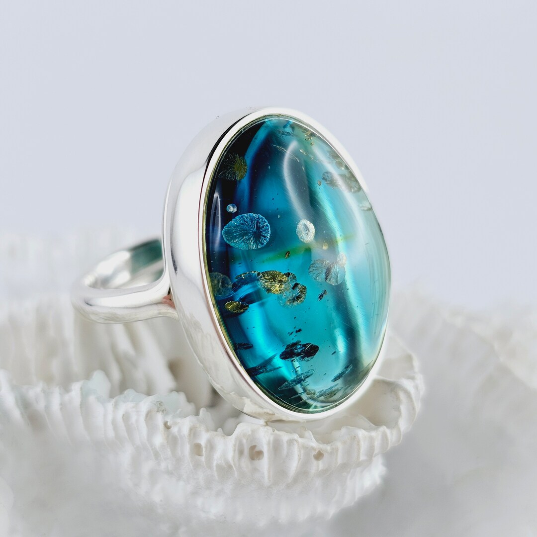 Incredible Light Blue Amber, Natural Baltic Amber Ring, Unique Amber ...