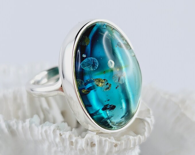 Incredible Light Blue Amber, Natural Baltic Amber Ring, Unique Amber ...