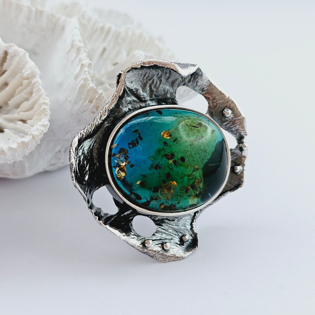 Extraordinary Shiny Turquoise Amber Pendant, Natural Baltic Amber and ...