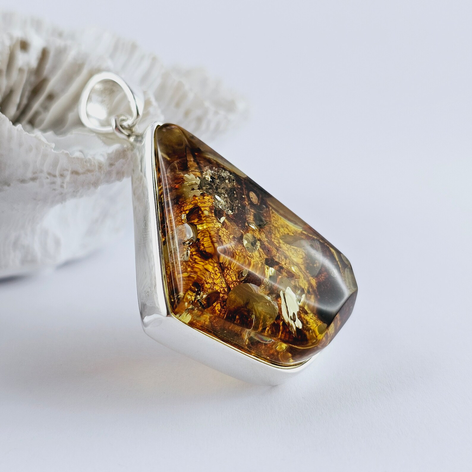 Huge Elegant Shiny Cognac Amber Pendant, Natural Baltic Amber and ...
