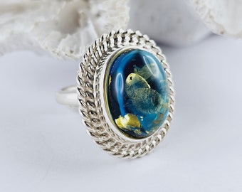 Incredible Light Blue Amber, Natural Baltic Amber Ring, Unique Amber ...