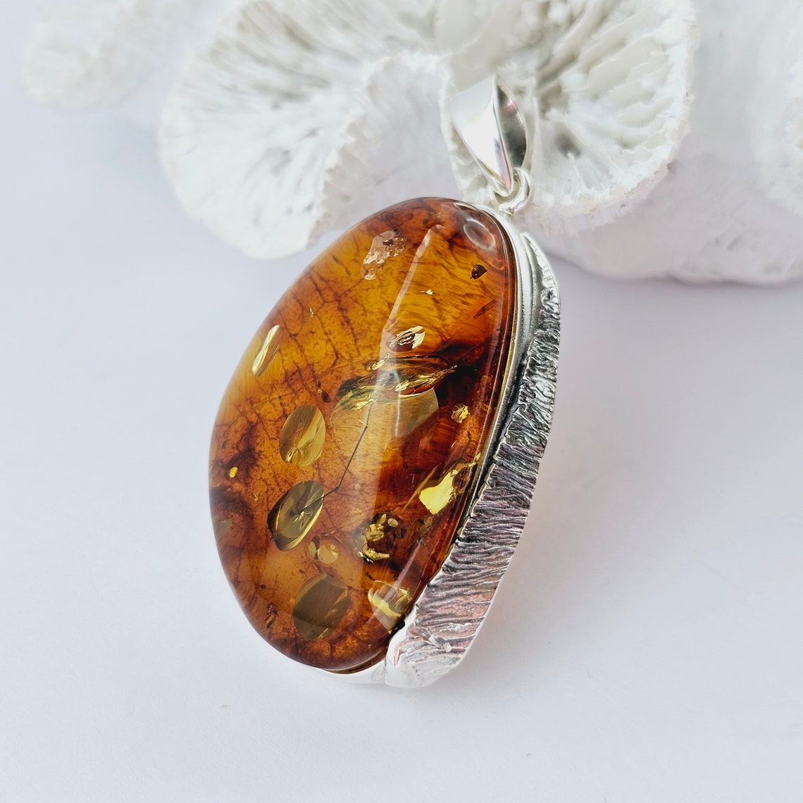 Huge Elegant Shiny Cognac Amber Pendant, Natural Baltic Amber and ...