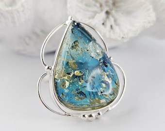 Incredible Light Blue Amber, Natural Baltic Amber Ring, Unique Amber ...