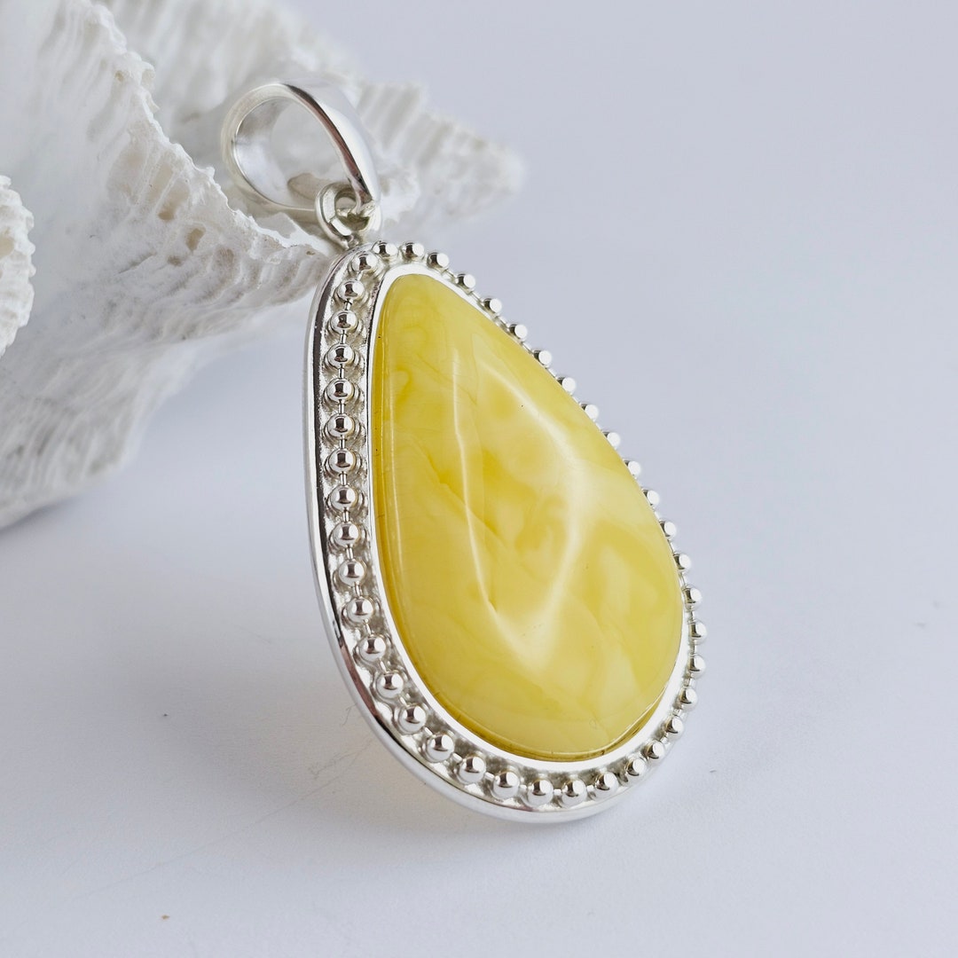 Exclusive Huge Landscape Amber Pendant, Natural Baltic Amber and Silver ...