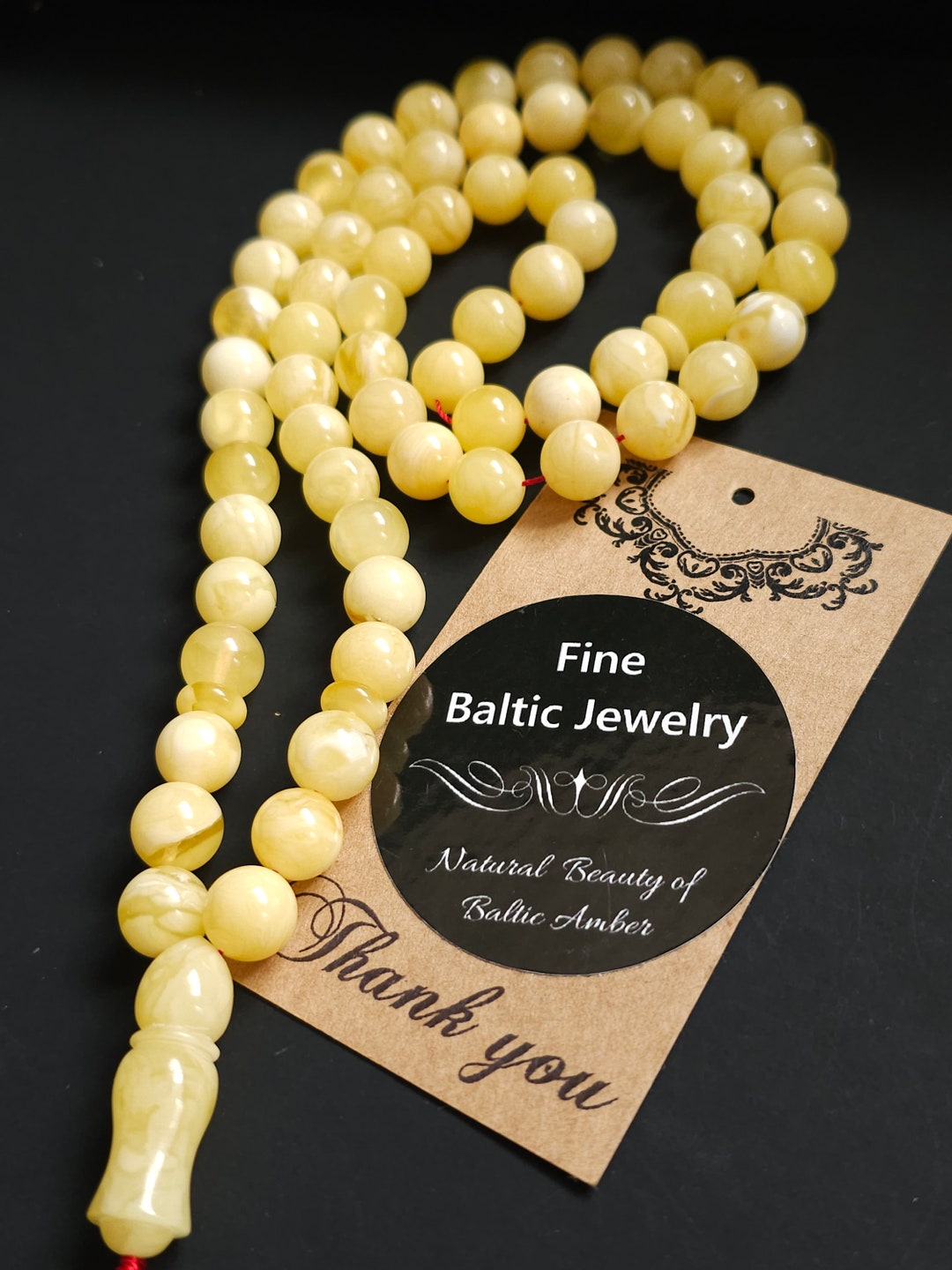 Ø 10mm Royal Baltic Amber Islamic Prayer, 66 Round Beads, 41.24g Rosary ...