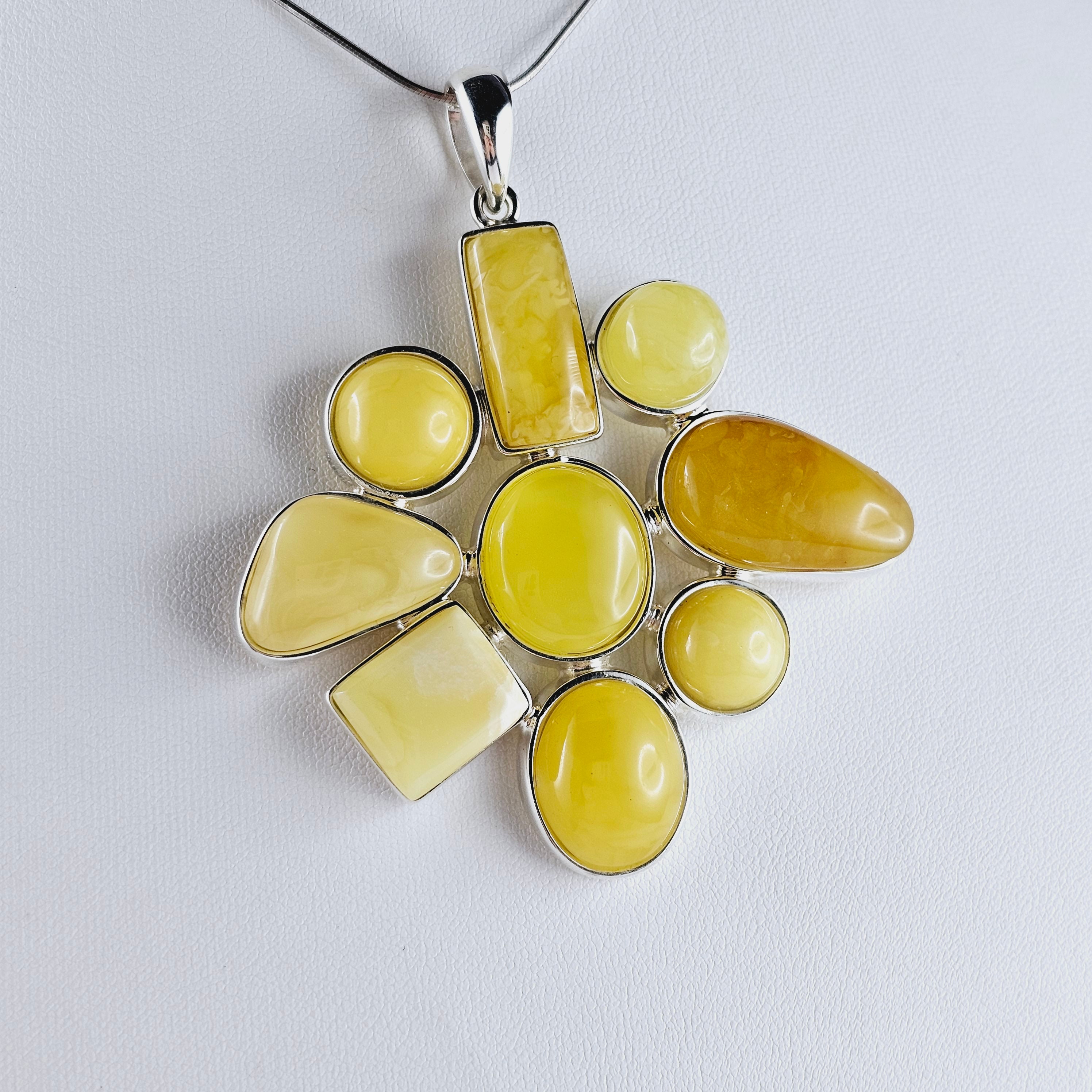 Exclusive Huge Landscape Amber Pendant, Natural Baltic Amber and Silver ...