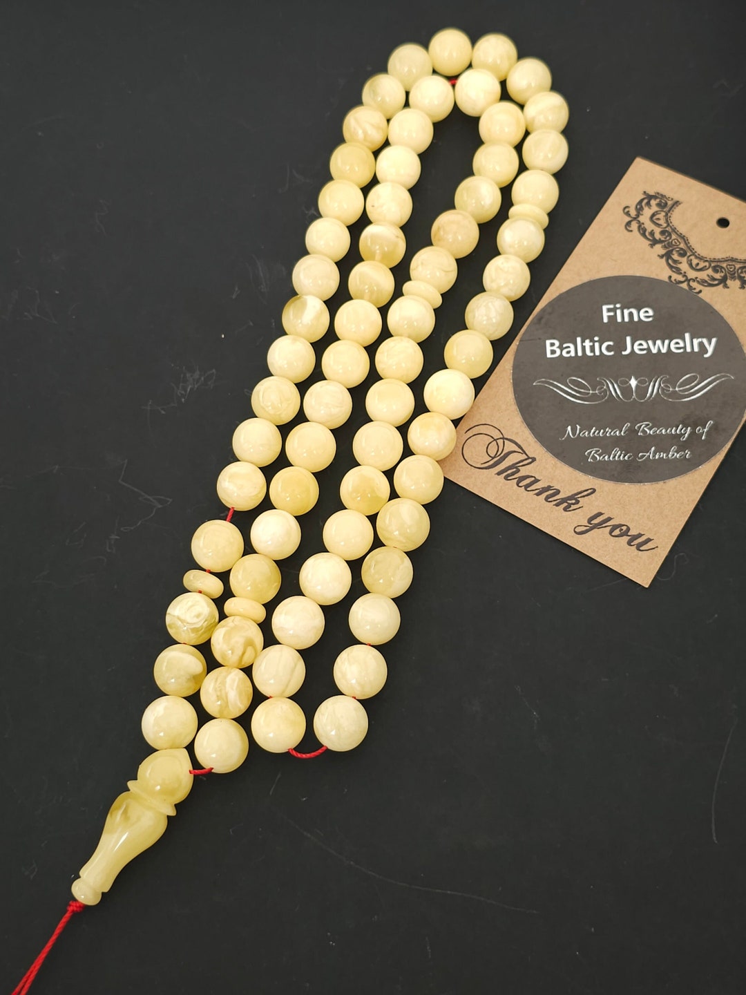 Ø +10mm Royal Baltic Amber Islamic Prayer, 66 Round Beads, 41.01g ...