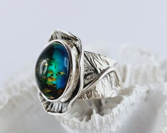 Incredible Light Blue Amber, Natural Baltic Amber Ring, Unique Amber ...