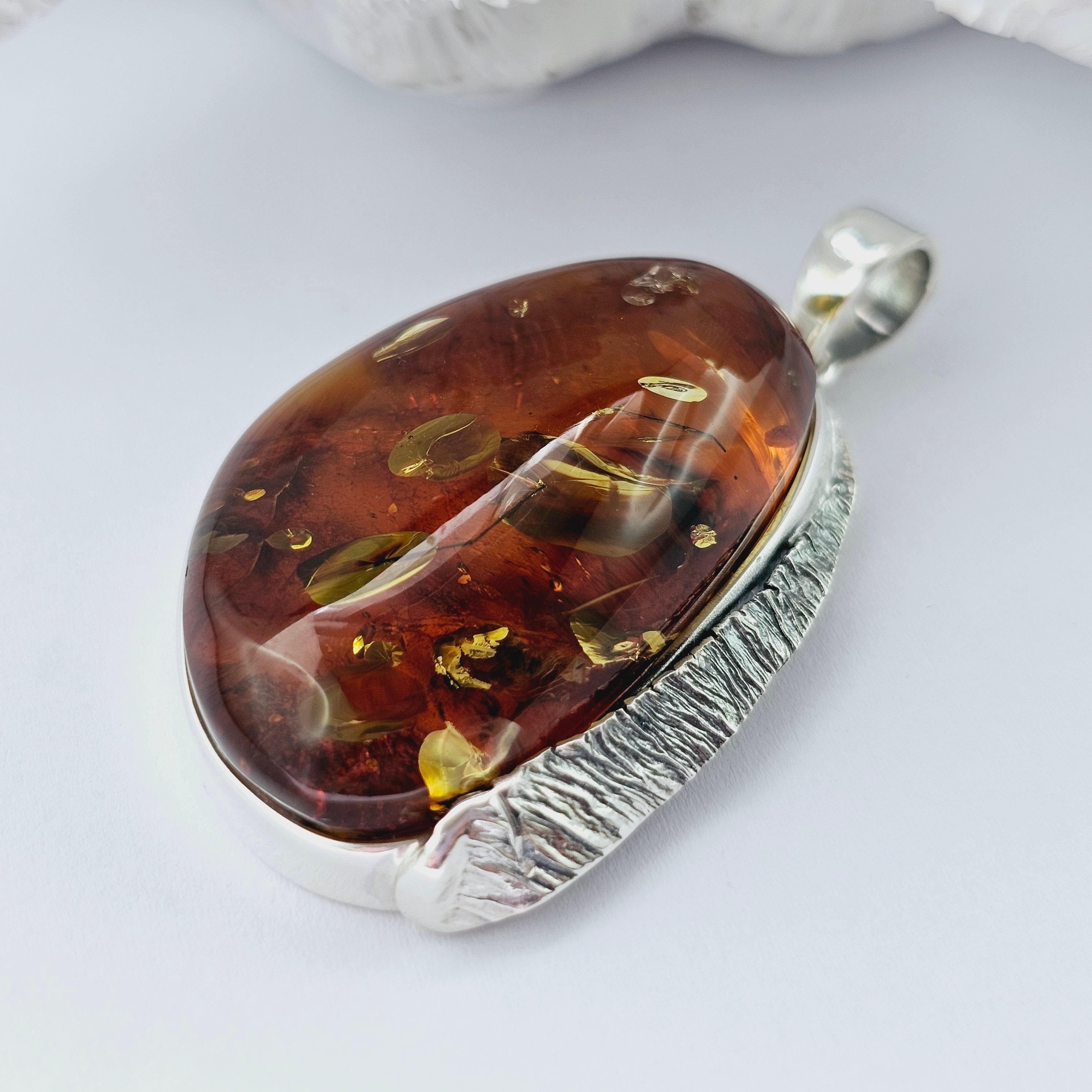 Huge Elegant Shiny Cognac Amber Pendant, Natural Baltic Amber and ...