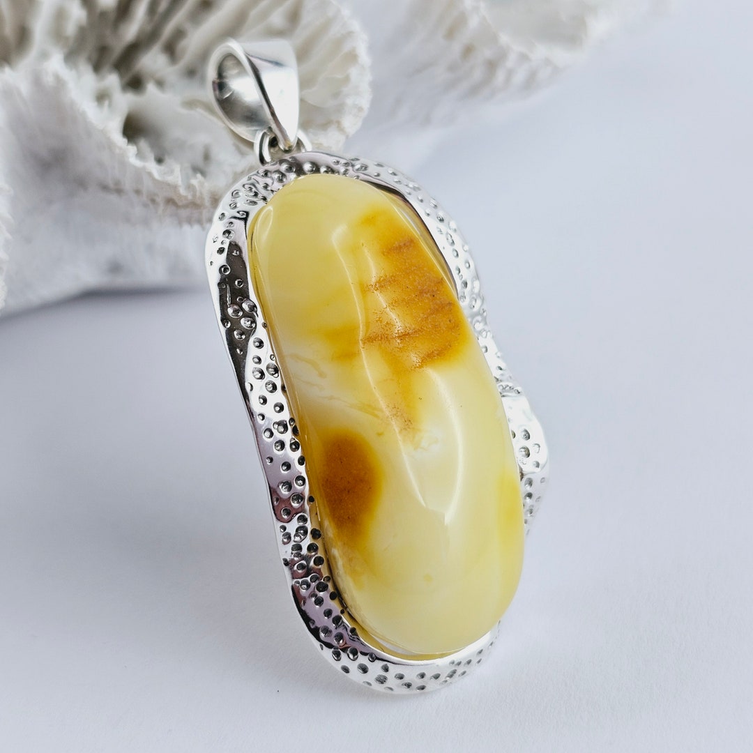 Artistic Butterscotch Amber Pendant, Natural Baltic Amber and Silver ...