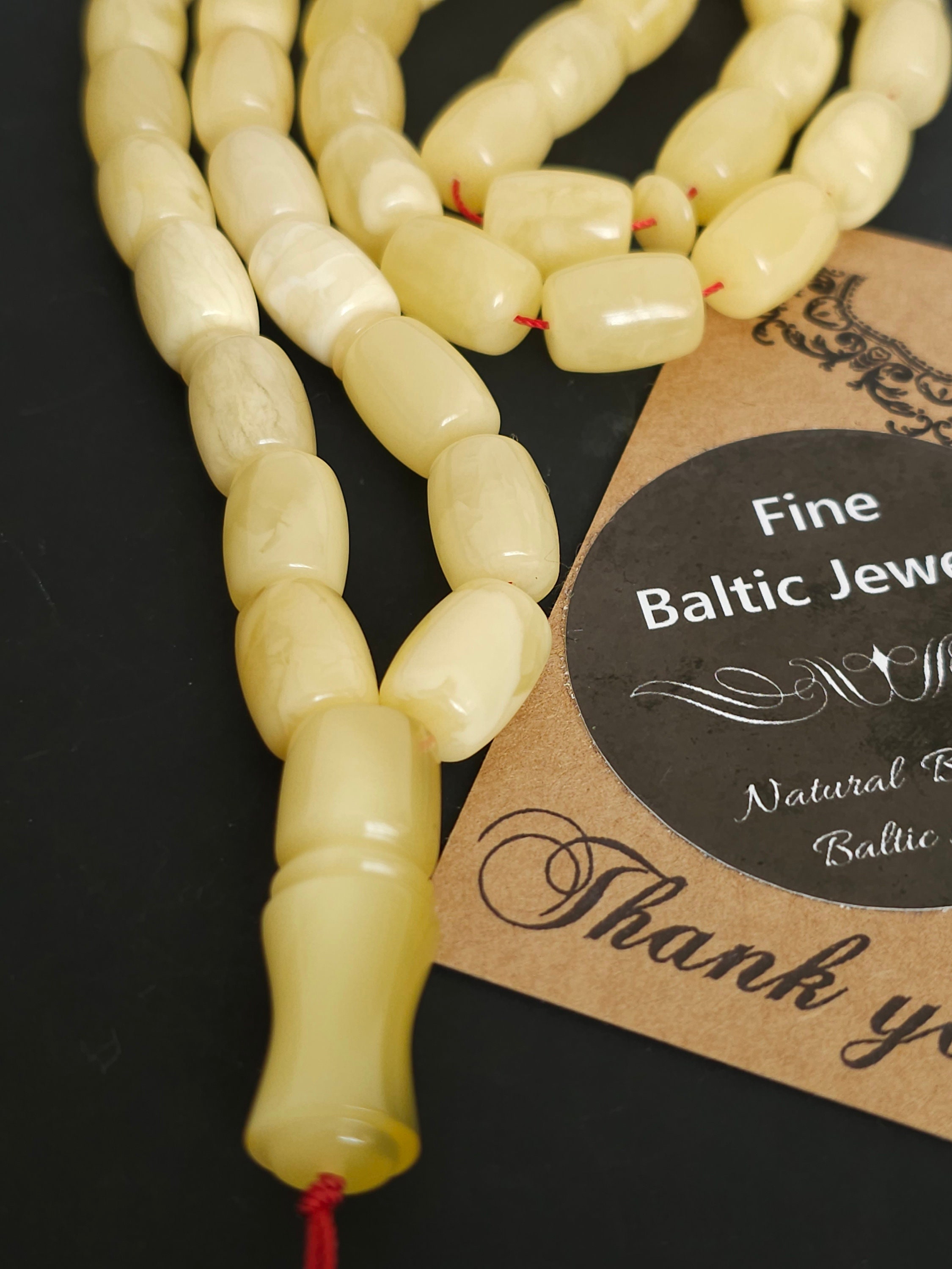 Ø 10mm Royal Baltic Amber Islamic Prayer, 45 Barrel Shape Beads, 49.57g ...