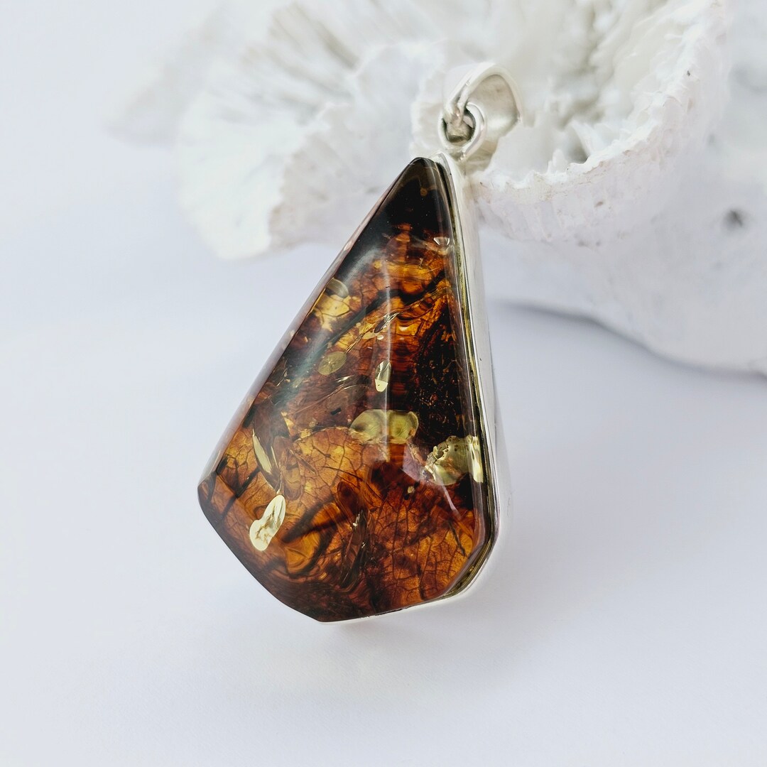 Huge Elegant Shiny Cognac Amber Pendant, Natural Baltic Amber and ...