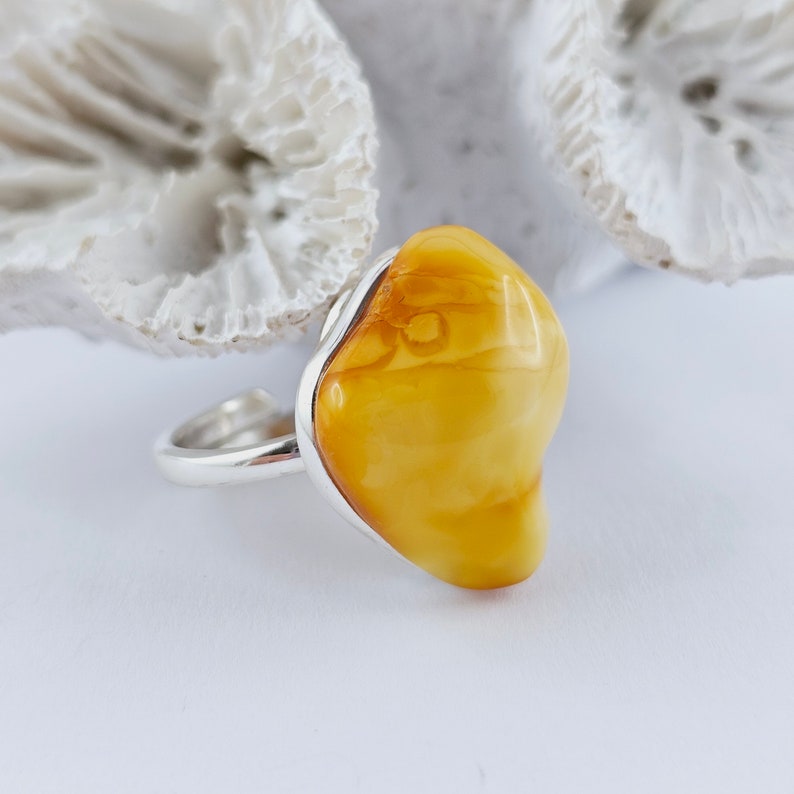 Butterscotch Natural Baltic Amber Ring, Egg Yolk Amber Ring, Amber and ...