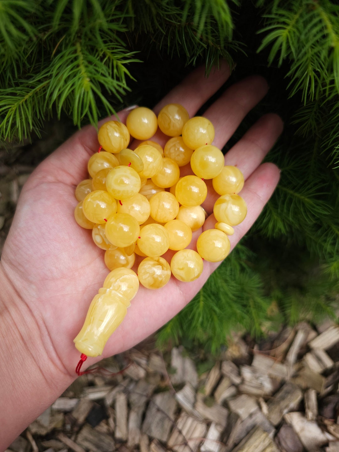 Ø 14mm Royal Baltic Amber Islamic Prayer, 39 Round Beads, 69.31g Rosary ...