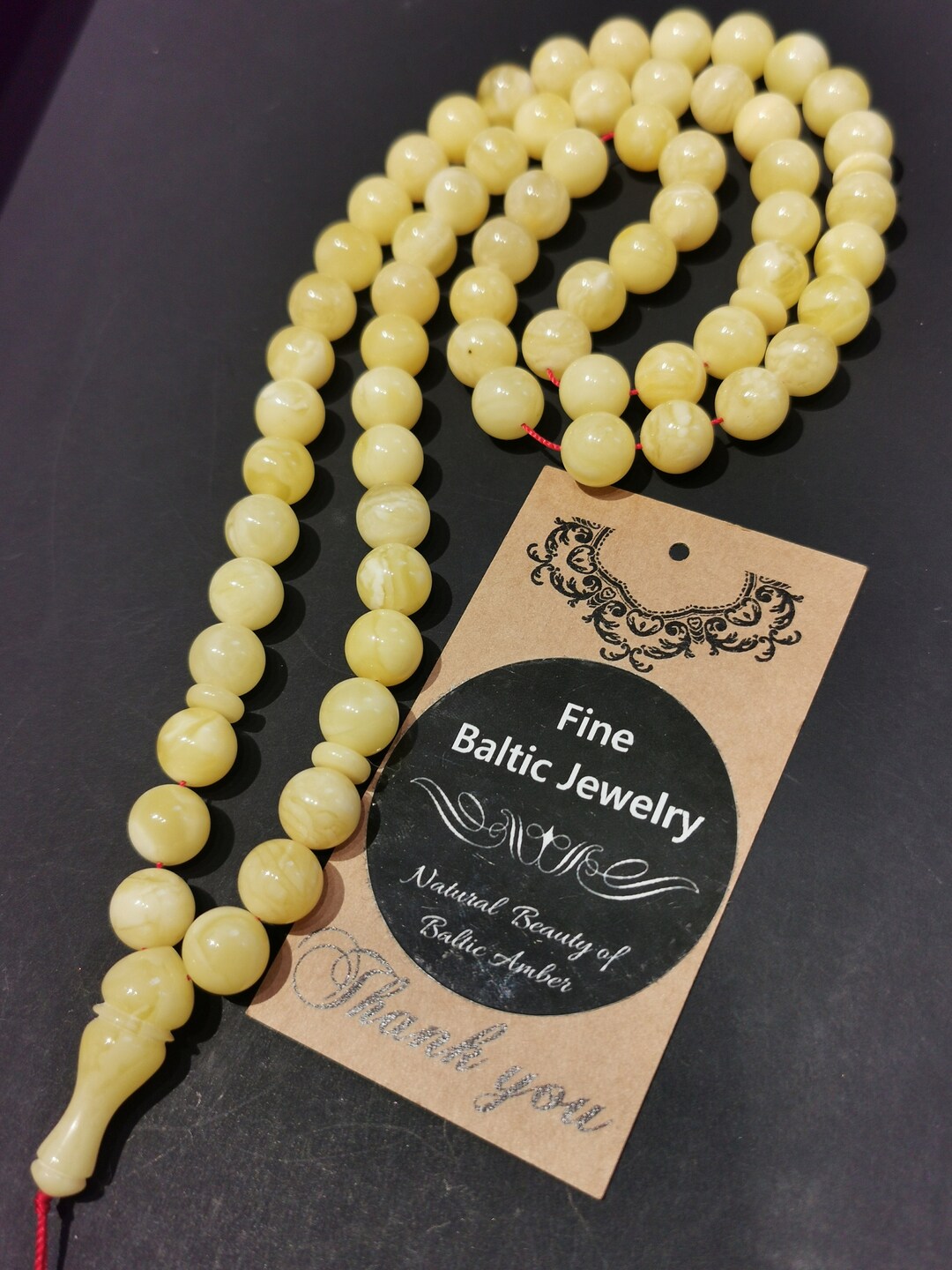 Ø 10.0mm Islamic Baltic Amber Prayer, 66 Round Beads, 47.75g Rosary ...