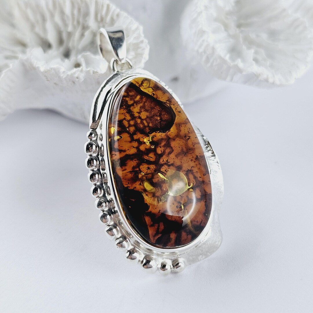 Huge Elegant Shiny Cognac Amber Pendant, Natural Baltic Amber and ...