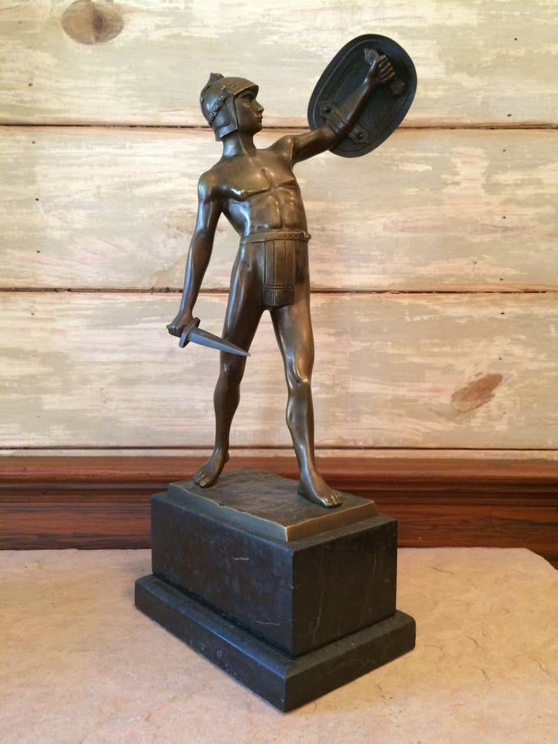 Soldier With Shield and Dagger Bronze Statue - Etsy