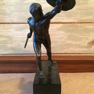Man With Dagger and Shield Bronze Statue - Etsy