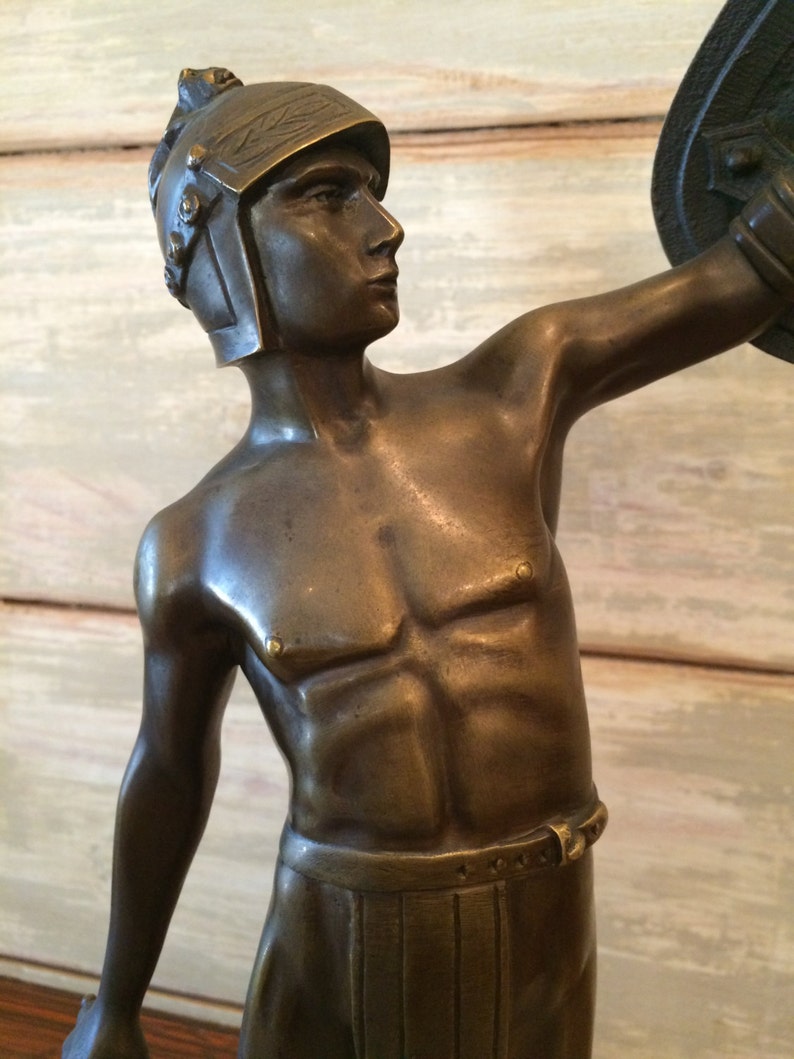 Soldier With Shield and Dagger Bronze Statue - Etsy