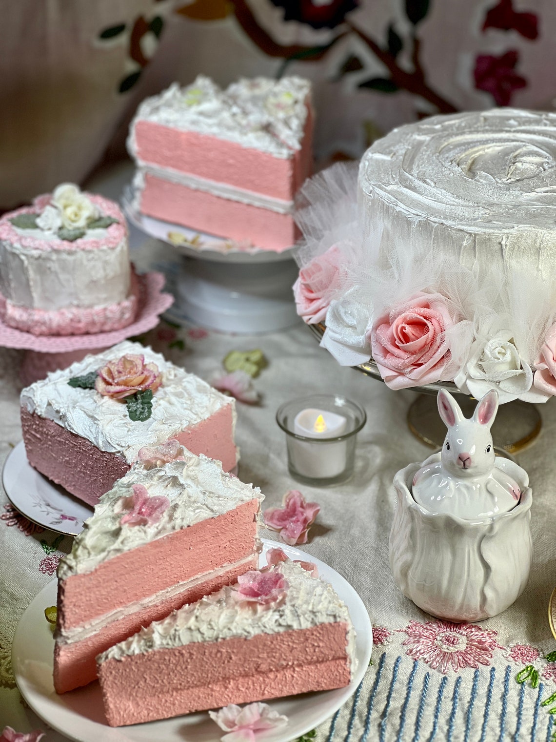 Vintage Pink Iced Cake Slice - Etsy