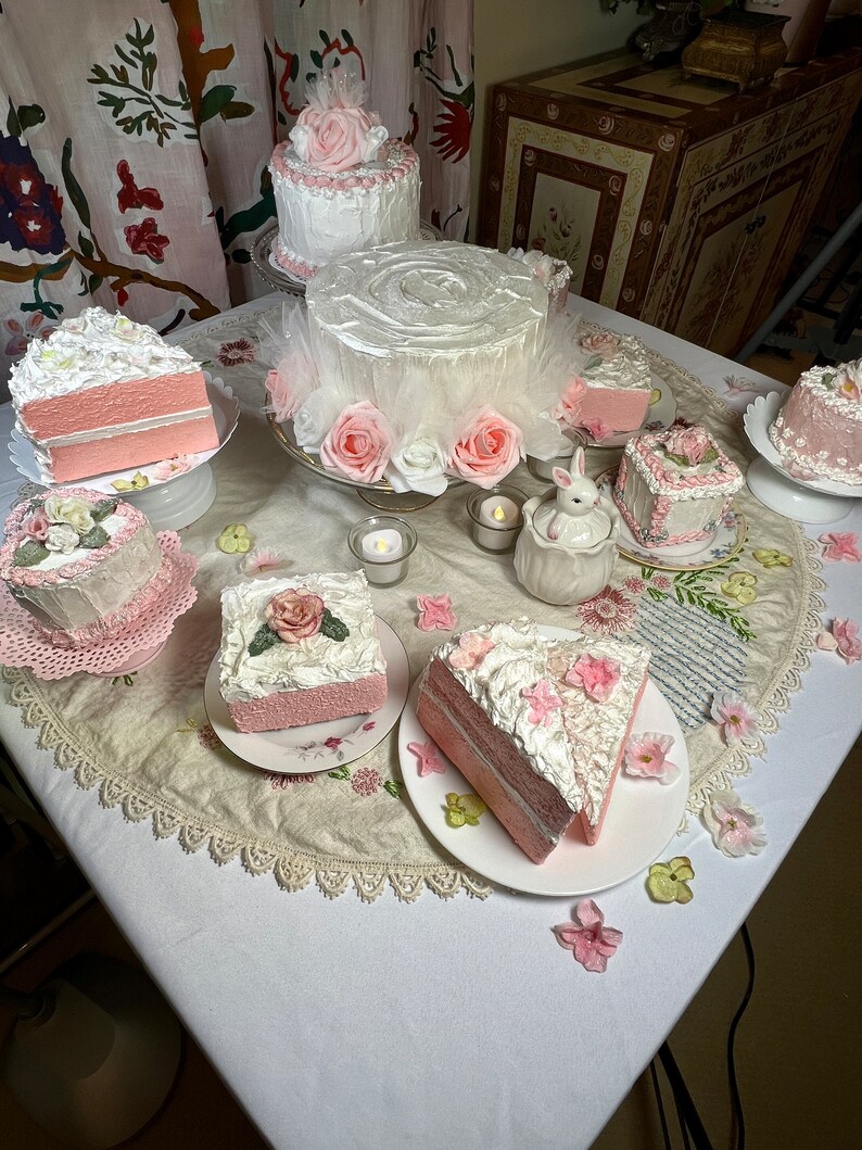 Vintage Iced Square Rose Cake Slice - Etsy