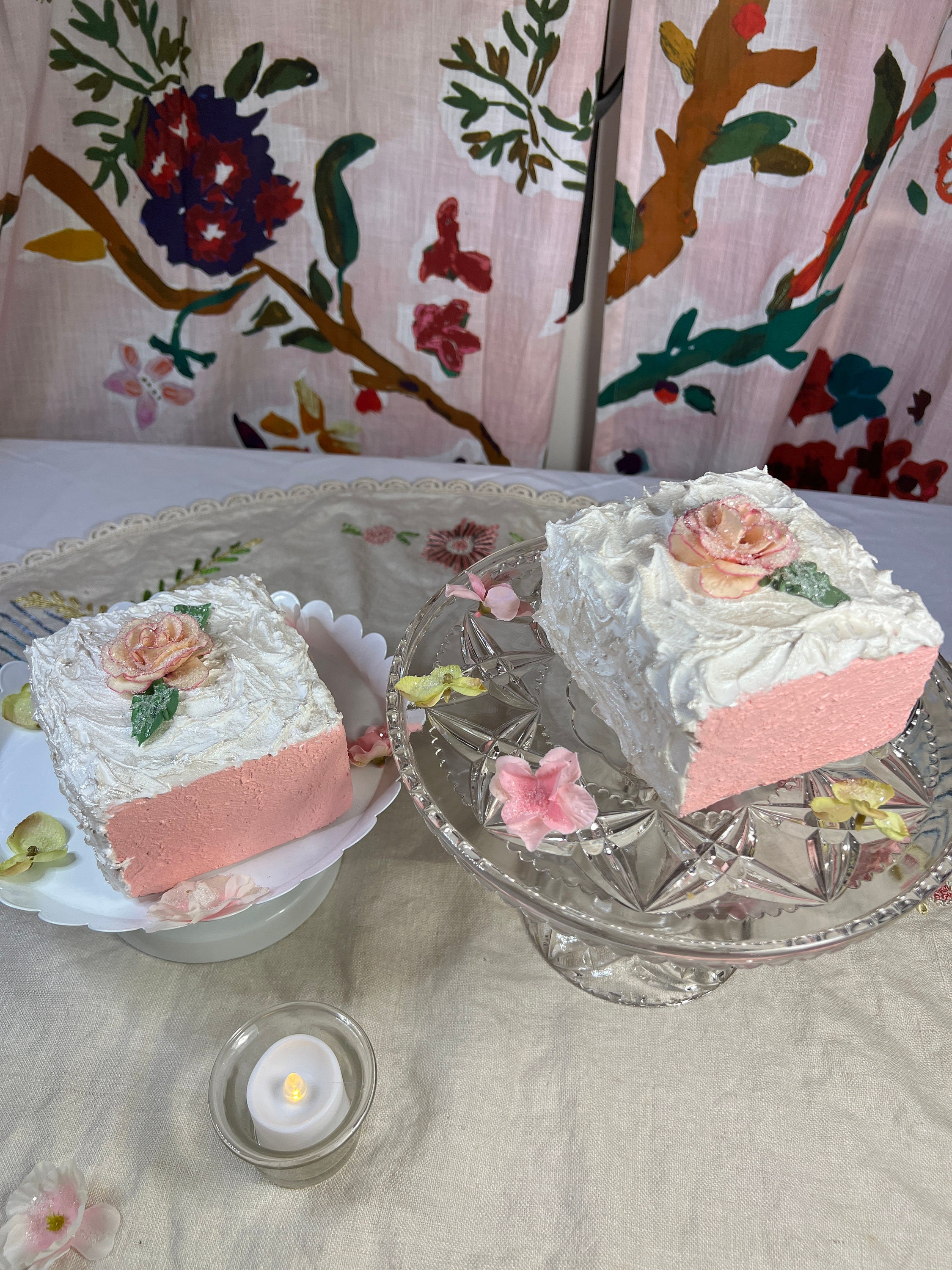 Vintage Iced Square Rose Cake Slice - Etsy