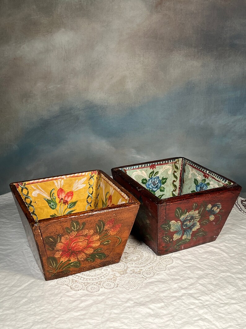 Pair of Hand Painted Flower Boxes - Etsy