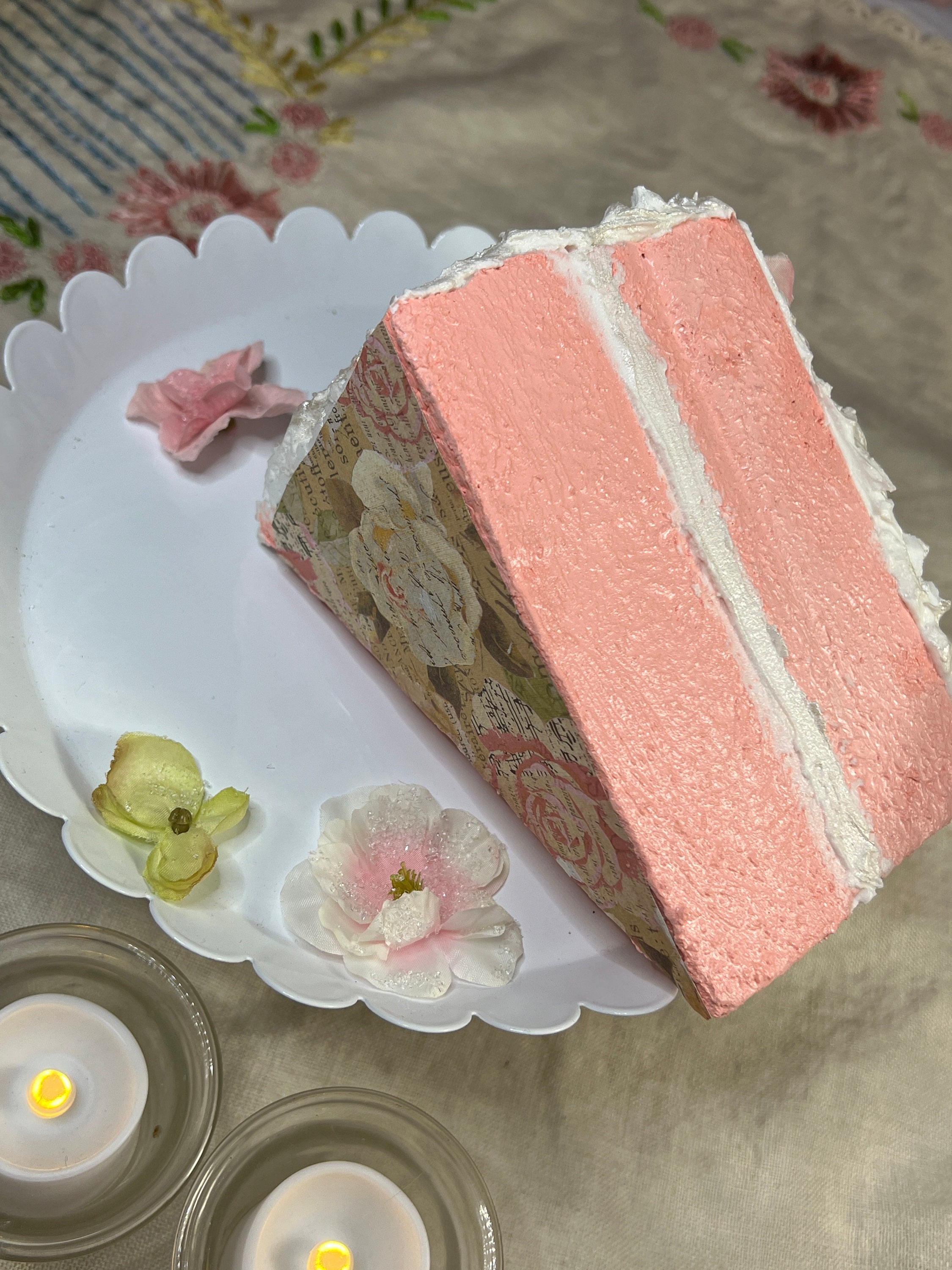 Vintage Pink Iced Cake Slice - Etsy