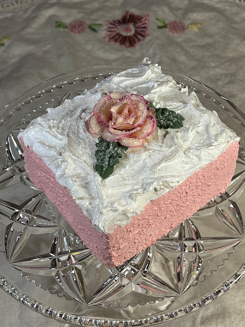 Vintage Iced Square Rose Cake Slice - Etsy