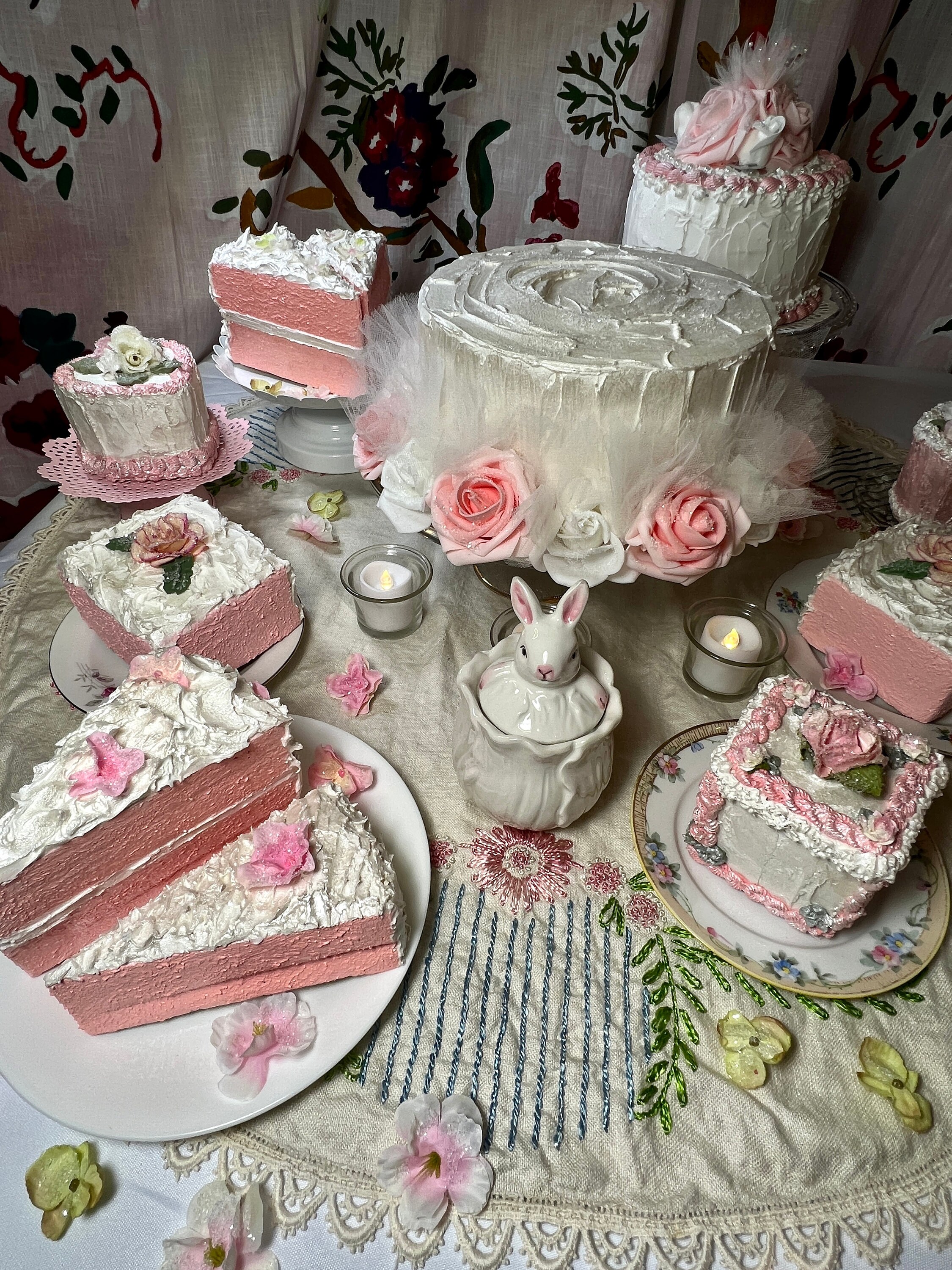 Vintage Iced Square Rose Cake Slice - Etsy