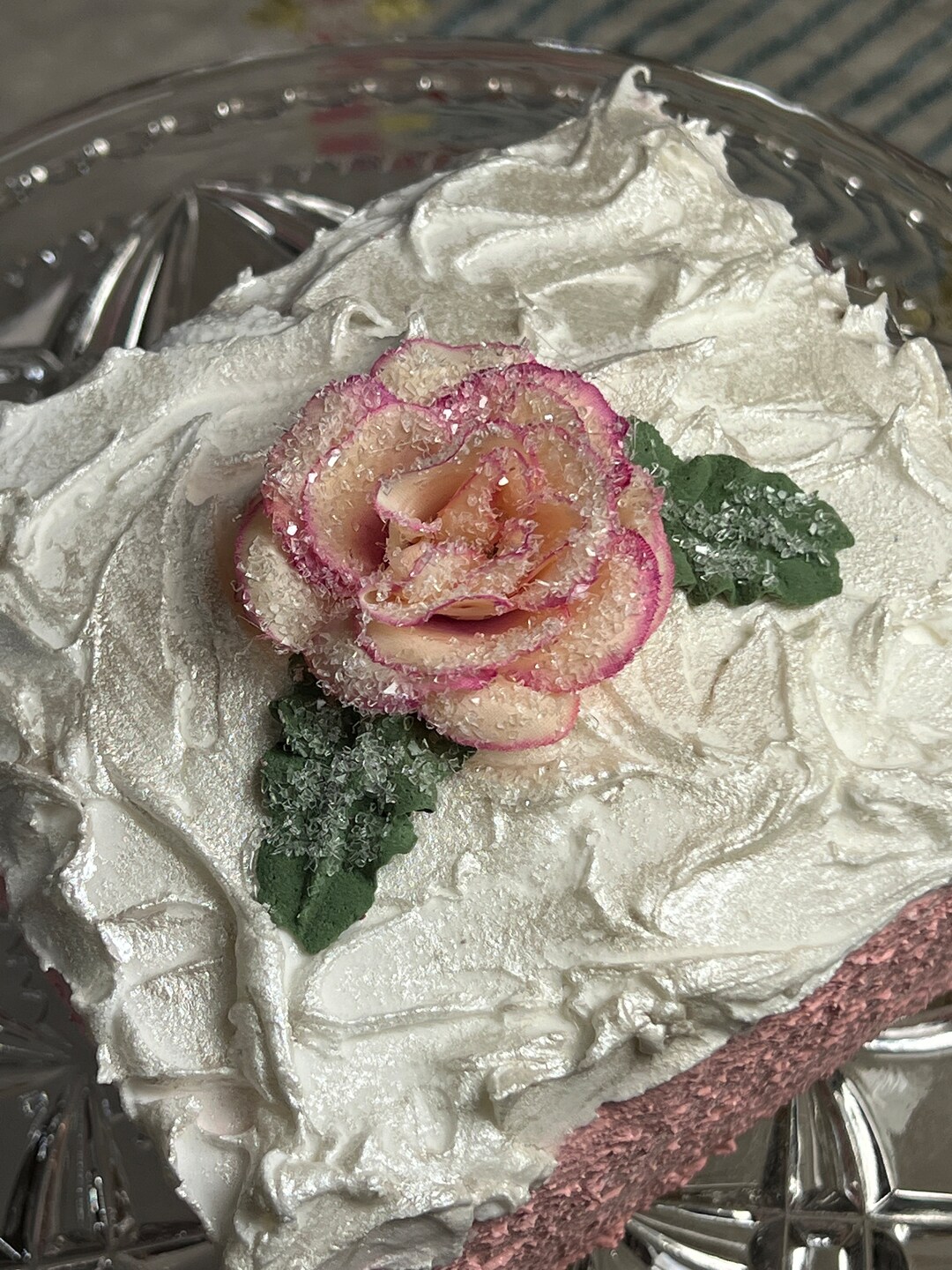 Vintage Iced Square Rose Cake Slice - Etsy