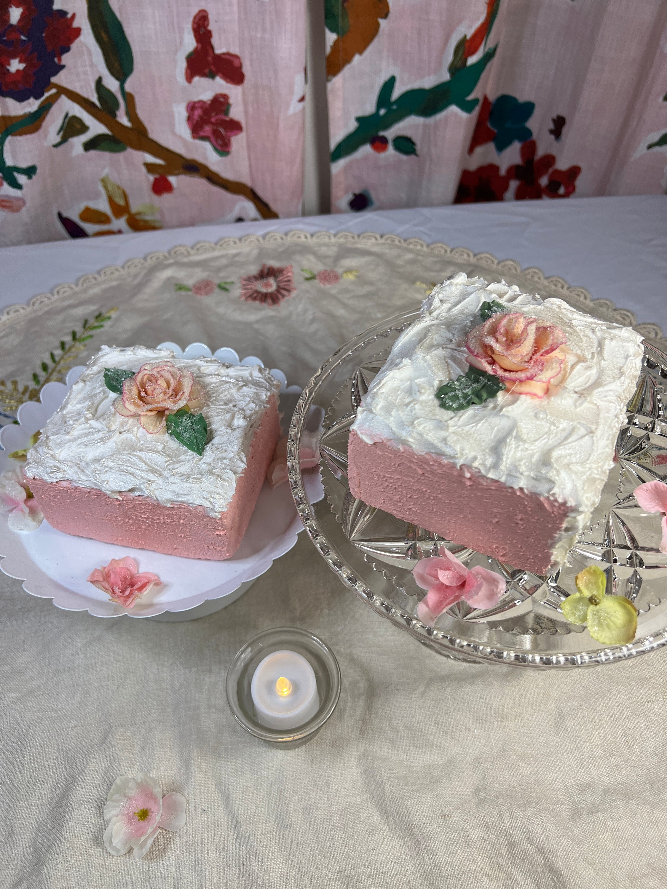 Vintage Iced Square Rose Cake Slice - Etsy
