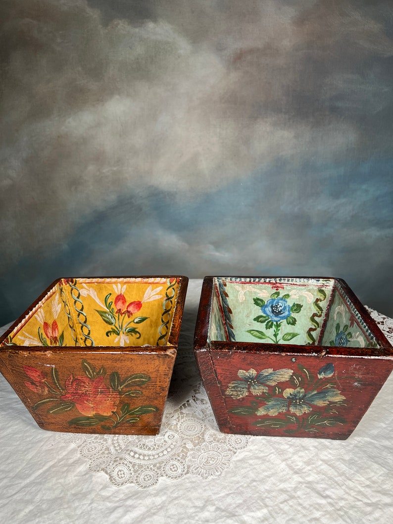 Pair of Hand Painted Flower Boxes - Etsy