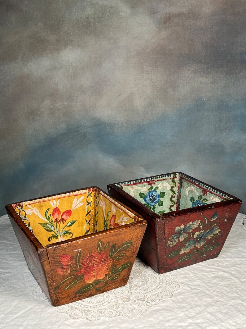 Pair of Hand Painted Flower Boxes - Etsy