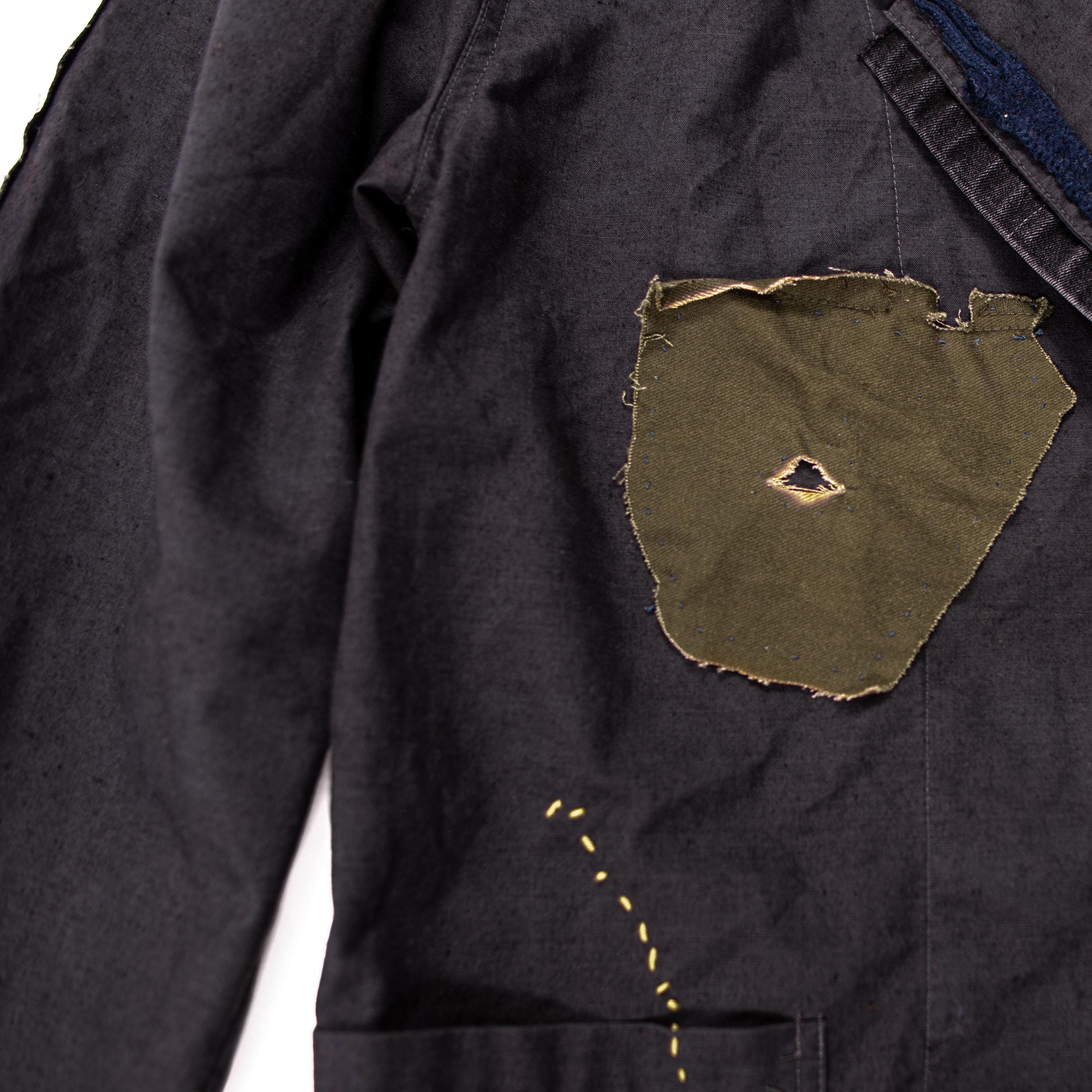 Men's Cotton Blazer. Hand Dyed Boro Technique. Sashiko Stitching. Dark ...