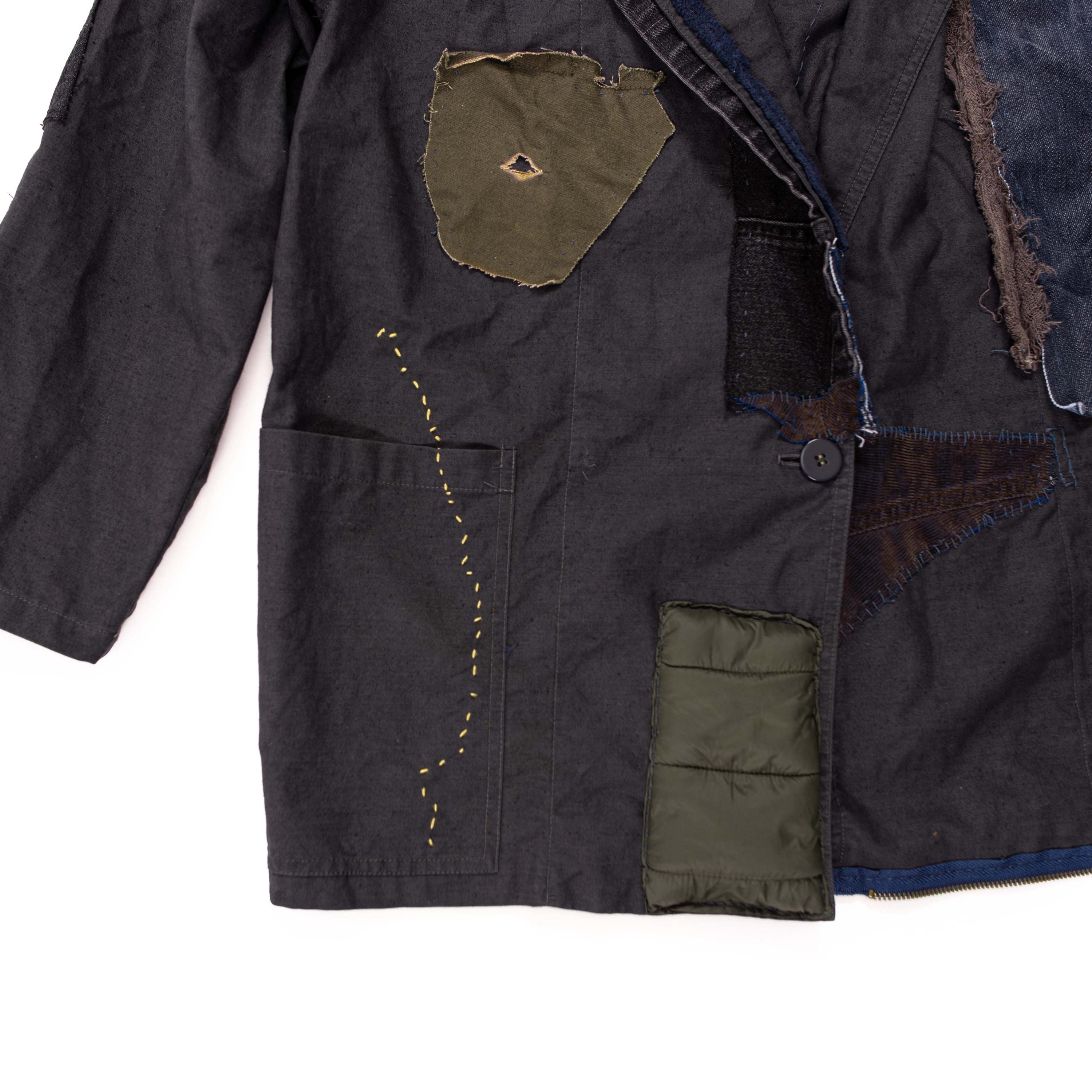 Men's Cotton Blazer. Hand Dyed Boro Technique. Sashiko Stitching. Dark ...
