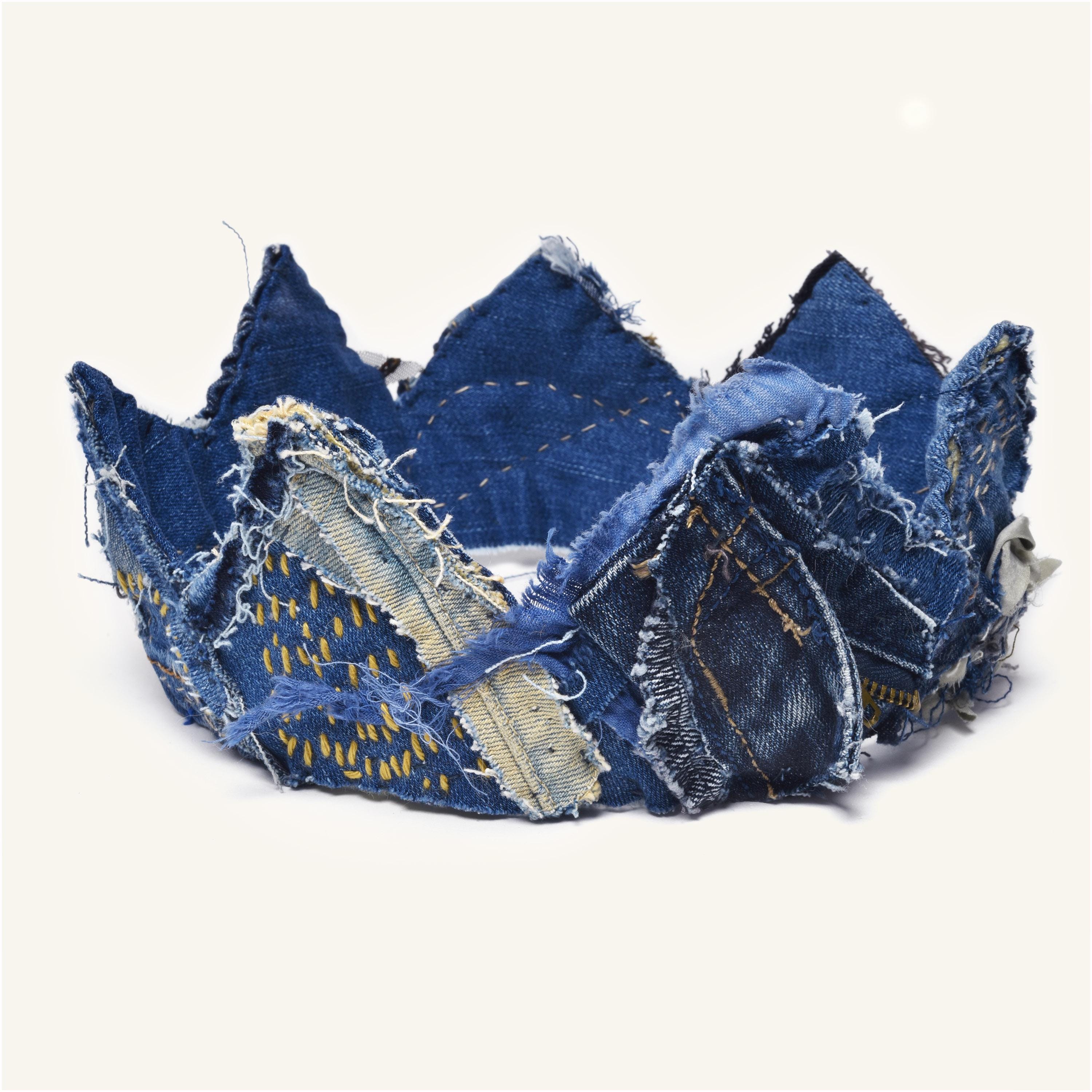 Textile Crown Denim Universal Headwear Accessory. Handmade Gifts From ...