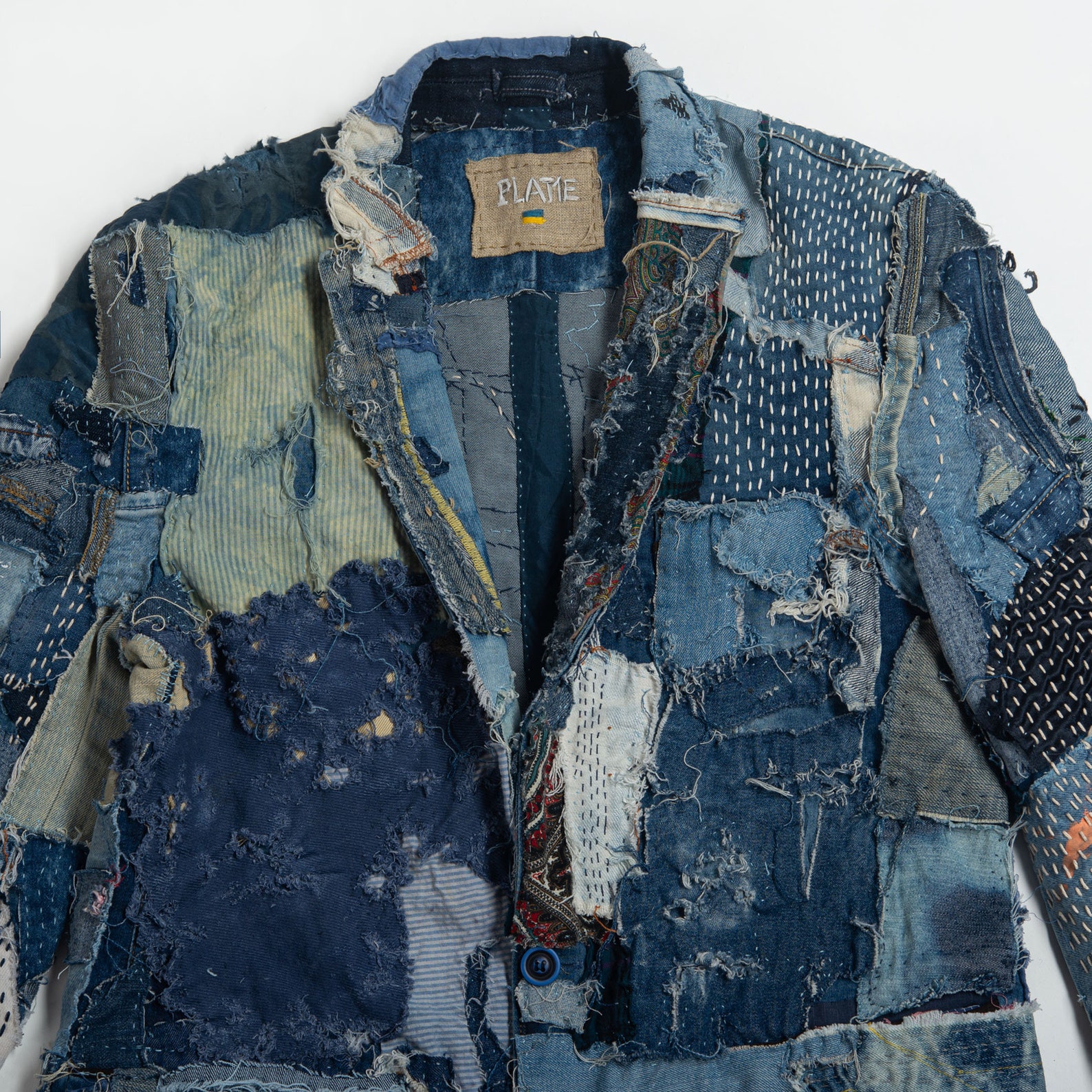 Japanese Boro Jacket Denim Indigo Blazer Boro Denim Man Jacket Size M ...