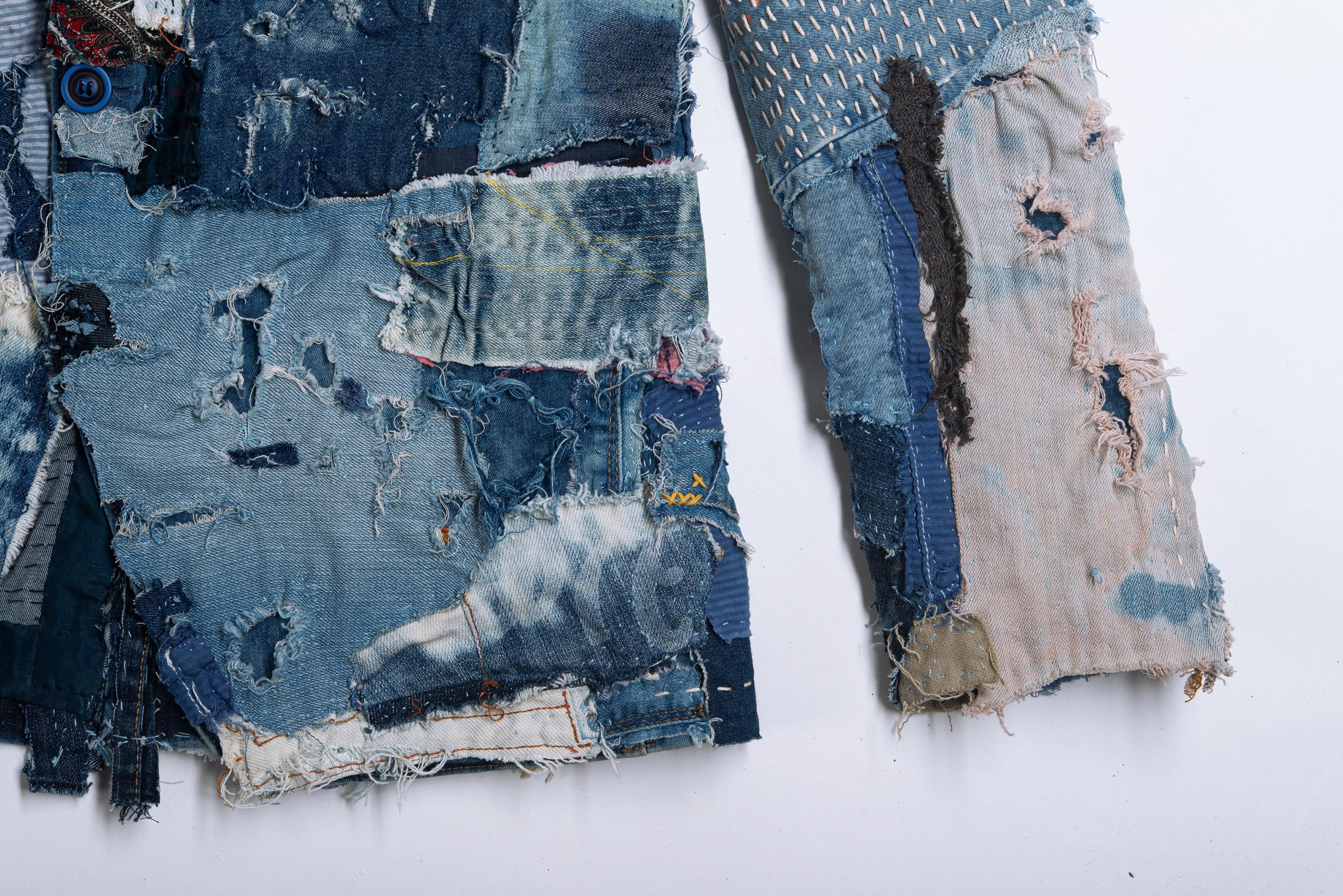 Japanese Boro Jacket Denim Indigo Blazer Boro Denim Man Jacket Size M ...