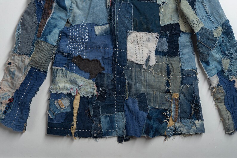 Japanese Boro Jacket Denim Indigo Blazer Boro Denim Man Jacket Size M ...