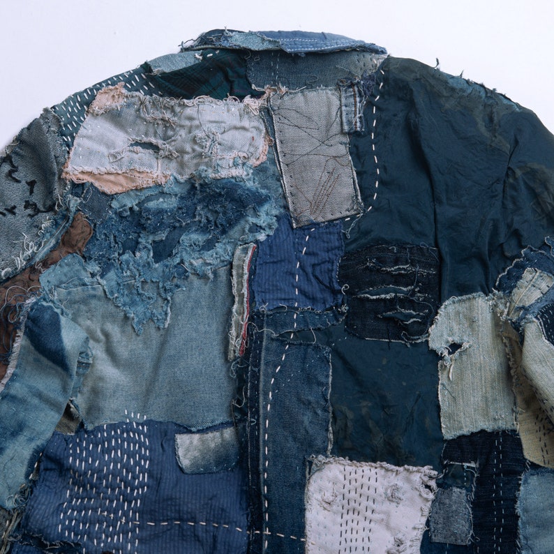 Japanese Boro Jacket Denim Indigo Blazer Boro Denim Man Jacket Size M ...