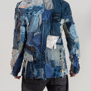 Japanese Boro Jacket Denim Indigo Blazer Boro Denim Man Jacket Size M ...