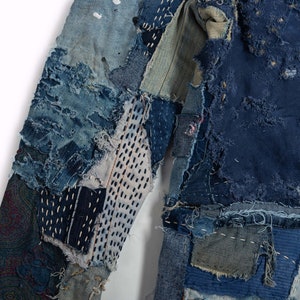 Japanese Boro Jacket Denim Indigo Blazer Boro Denim Man Jacket Size M ...