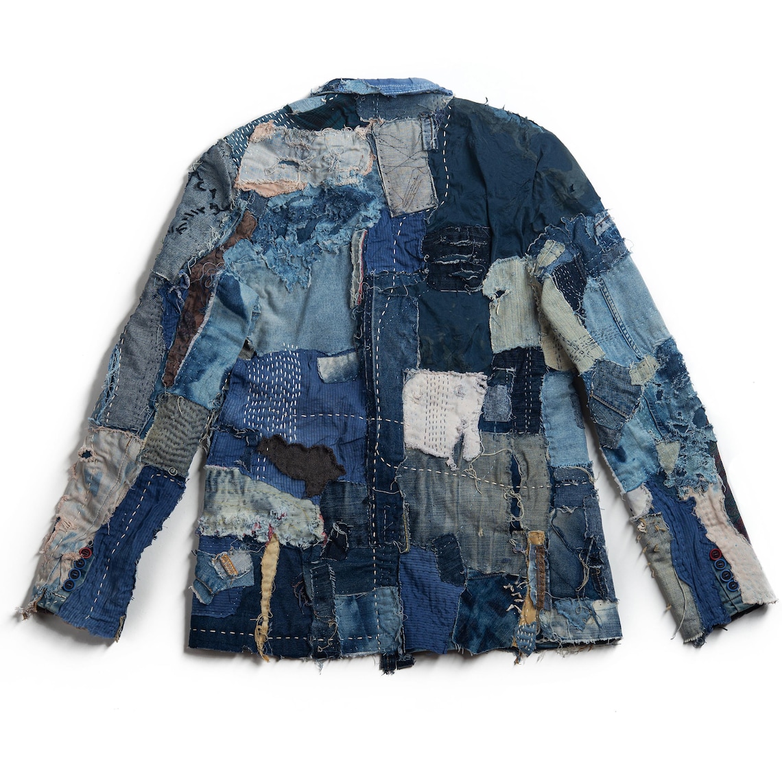 Japanese Boro Jacket Denim Indigo Blazer Boro Denim Man Jacket Size M ...
