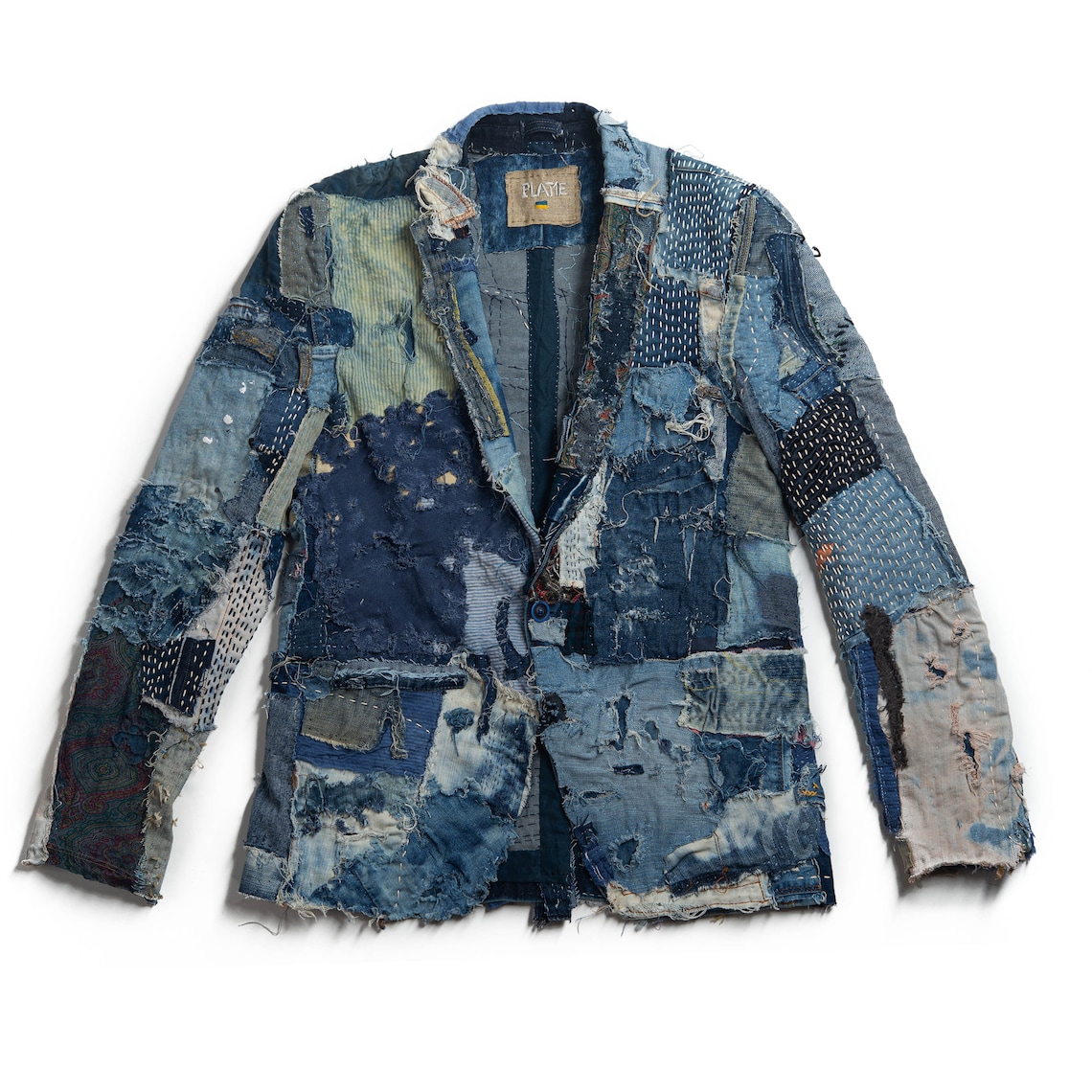 Japanese Boro Jacket Denim Indigo Blazer Boro Denim Man Jacket Size M ...