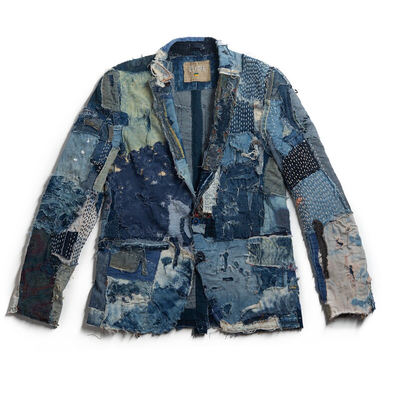 Japanese Boro Jacket Denim Indigo Blazer Boro Denim Man Jacket Size M ...